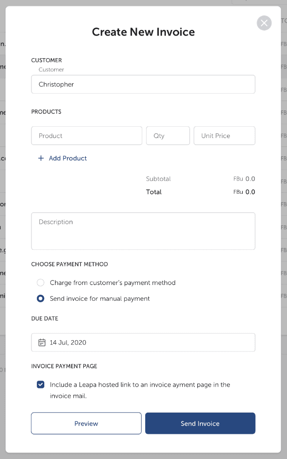 Create and manage invoices / Leapa